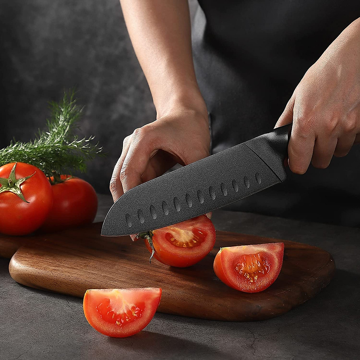 TANSUNG Santoku Knife Ultra Sharp Chef Kitchen Knife Cutting Cooking Knife with Durable Stainless Steel Nonstick Blade Ergonomic Handle for Home Gourmet Restaurant Cooker Gift