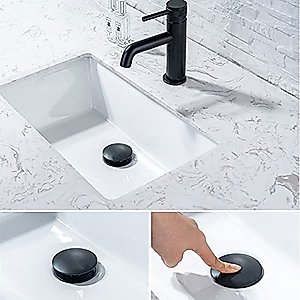 LMMDDP Brass Round Bottle P Trap with up Drain, Basin Waste Trap Drain Tube Kit Adjustable Height (Black) (Size : Pop-up no overflow)