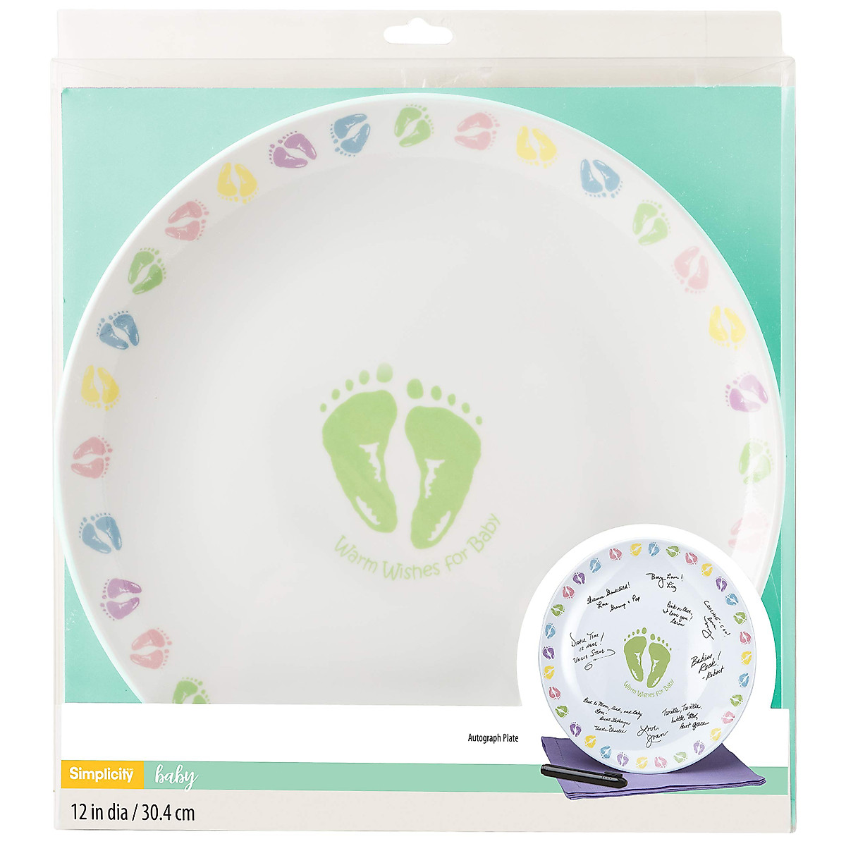 Simplicity 'Warm Wishes for Baby' Baby Shower Autograph Plate, 12'' D