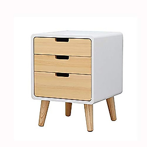 ZHAOLEI Simple and Three-Drawer Design Bedside Table, Mini Locker Bedroom Solid Wood Bedside Storage Cabinet