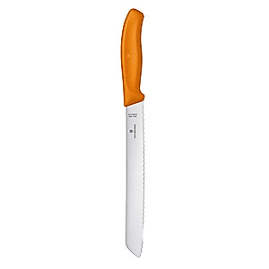 Victorinox 6.8636.21L9B Swiss Classic Bread Knife For Cutting Loaves Of Bread And Rolls Serrated Blade in Orange, 8.3 inches