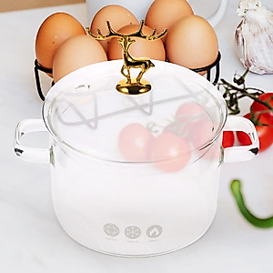 Yardwe Soup Pot Milk Hot Pot High Borosilicate Noodle Pot Christmas Saucepan Cooking Pot Multi-Functional Stewing Pot Home Accessories Pot Stew Pot Baby Glass with Pot Binaural