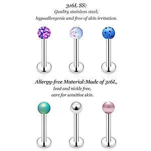 Vsnnsns 16G Lip Rings Stainless Steel Labret Monroe Lip Rings Nail Cartilage Tragus Helix Earrings Studs Ring Medusa Piercing Jewelry For Women Men 8mm