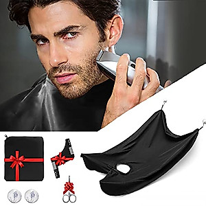 Besititli Beard Bib Apron Kit, Beard Hair Clippings Catcher for Men Shaving & Trimming, Non-Stick Waterproof Grooming Cape Apron with Adjustable Neck Straps, Best Gift for Men