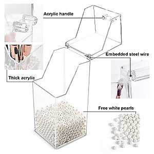InnSweet Makeup Brush Holder Organizer, Dustproof Cosmetics Brush Storage with White Pearls