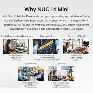 ASUS NUC 14 Pro Mini PC, Intel 6-Core Processor(Up to 4.7 GHz), 16GB DDR5 RAM, 2TB SSD, HDMI 2.1 Dual 4K Display, 2.5G Ethernet, 2X Thunderbolt 4, Wi-Fi 6 & Bluetooth, Windows 11 Pro, Black