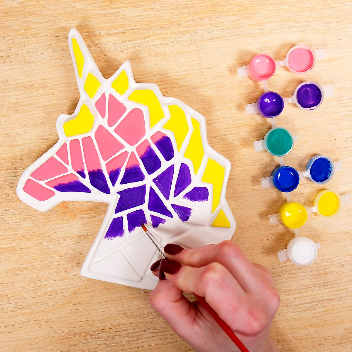 Creative Roots Mosaic Butterfly, Unicorn, & Heart Stepping Stone, Includes 3-Pack 7-Inch Ceramic DIY Stepping Stone & 6 Vibrant Paints, Paint Your Own Stepping Stone for Kids Ages 8+