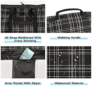 Black Check Plaid Laundry Backback Large Heavy Duty Laundry Bag with Adjustable Shoulder Straps Laundry backpack for Traveling Dirty Clothes Organizer for College Students Waterproof
