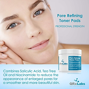Pore Refining Toner Pads with Salicylic Acid and Niacinamide in a Witch Hazel Solution - with Vitamins B5, C & E, Chamomile & Green Tea - Helps Reduce The Look of Enlarged Pores
