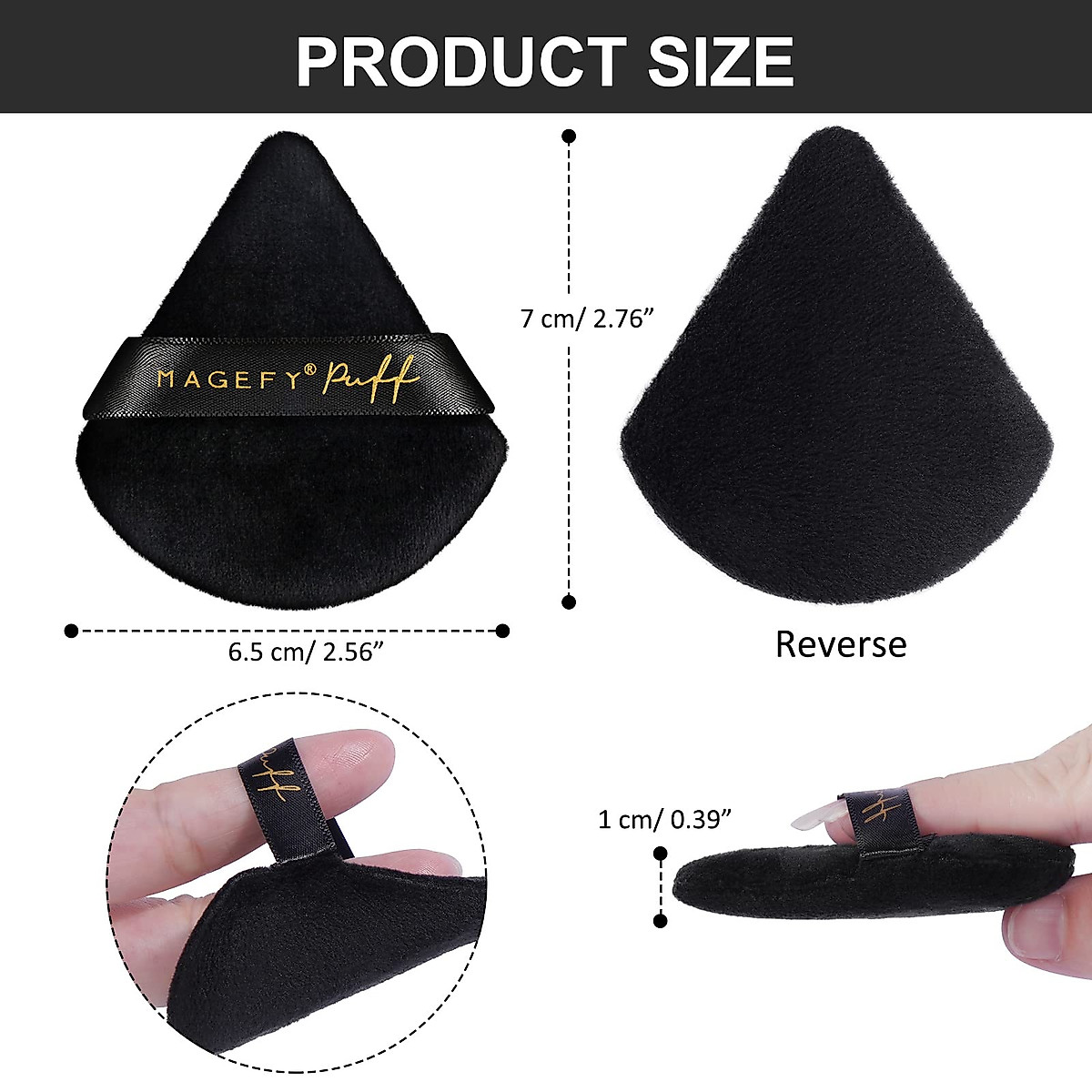 MAGEFY 6 Pieces Powder Puff Triangle Makeup Puff Soft Powder Puffs for Face Powder Cosmetic Foundation Beauty Puff Makeup Tool (White & Black)