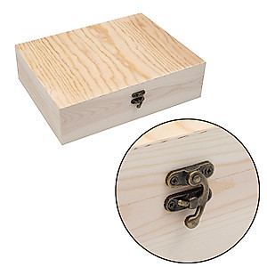 VIKOS Products (2-Pack) Unfinished Wooden Box with Hinged Lid for Crafts DIY Storage Jewelry Pine Box - 12" x 9" x 3.35"