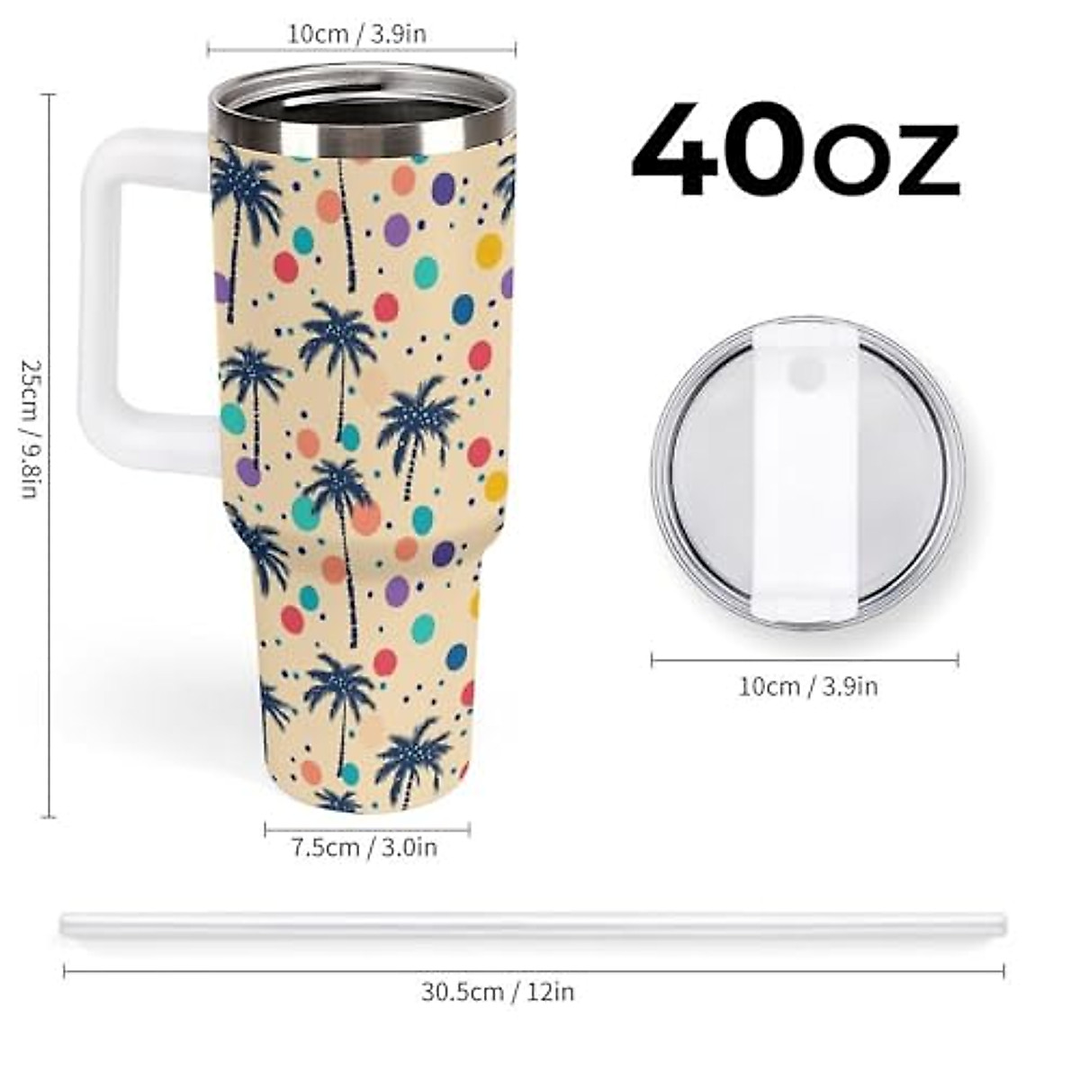 Coconut Trees-tropical Tumbler with Handle Travel Mug Water Bottle Tea Coffee Cup White-style