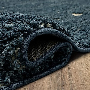 Mohawk Home Francesca Ornamental Medallion Denim Blue 10' x 14' Shag Area Rug Perfect for Living Room, Dining Room, Office