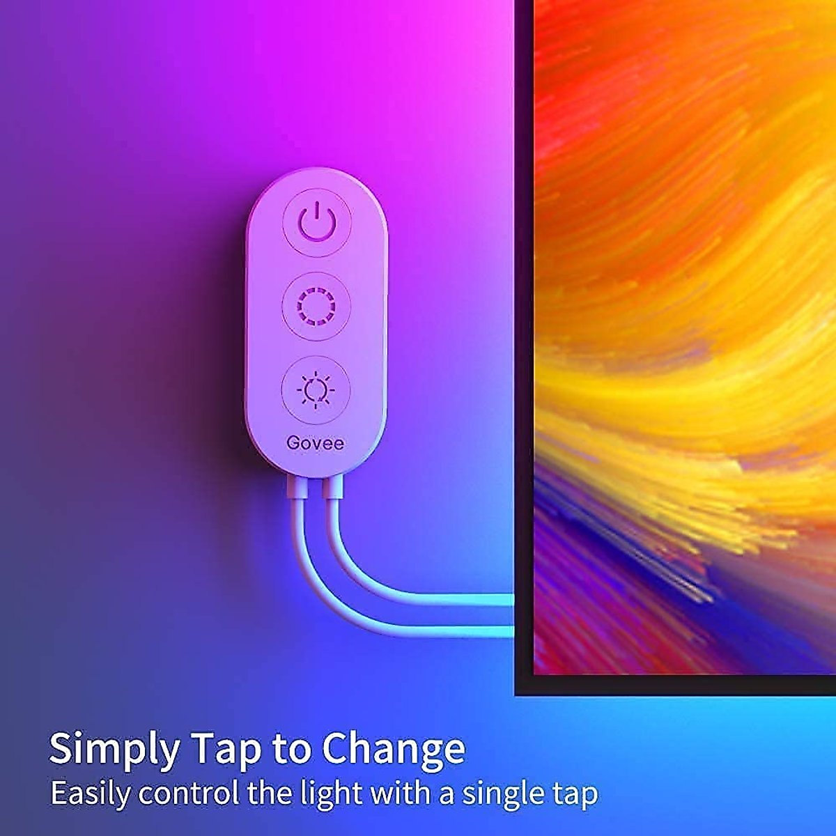 Govee TV LED Backlight, 10ft LED Lights for TV Works Home APP and Remote, Music Sync, DIY and Multiple Dynamic Scene Modes, RGB Color Changing TV Backlights for 46-60 inch TV, USB Powered