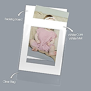 Golden State Art Acid Free, Pack of 10 11x14 White Picture Mats Mattes with White Core Bevel Cut for 8x10 Photo + Backing + Bags