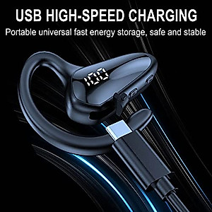 Bluetooth Headset Wireless Earphone Ear-Mounted Business Stereo Headset Bluetooth 5.2 Hands-Free Sports Headset with Microphone