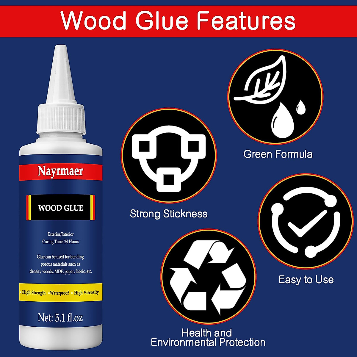 Clear Wood Glue, Professional Furniture Repair Glue, Waterproof Glue for Wood, Crafts and Furniture (WGN1-150g)
