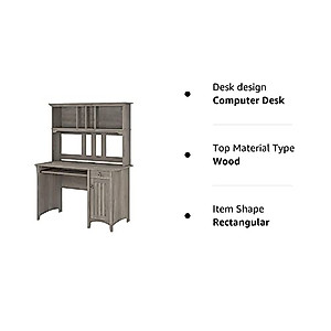 Bush Furniture Salinas Computer Hutch | Study Table with Drawers, Cabinets & Pullout Keyboard/Laptop Tray | Modern Home Office Work Desk with Storage, 48W, Driftwood Gray
