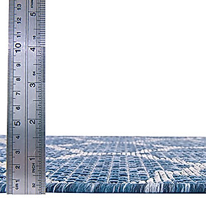 Unique Loom Trellis Collection Area Rug-Lattice Design, Moroccan Inspired for Indoor/Outdoor Décor, 4' 0" x 6' 0", Navy Blue/Gray