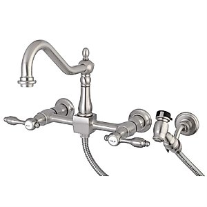 Kingston Brass KS1248TALBS Tudor Bridge Kitchen Faucet, 8-1/2 inch in Spout Reach, Brushed Nickel
