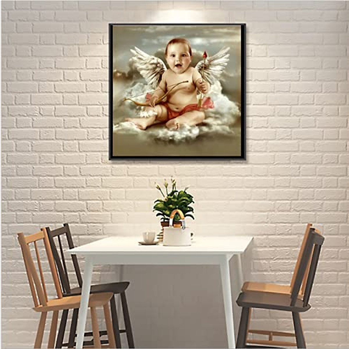 MaiYiYi Angel Baby Diamond Painting Set 5D Full Round Diamond Painting Angel Wings Diamond Painting Cross Stitch Kit Cute Baby Diamond Painting by Numbers for Adult Kids Wall Art Decor (30X30 CM)