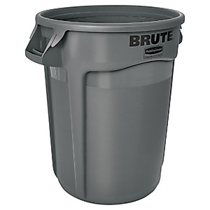 Rubbermaid Commercial 263200GY Round Brute Container Plastic 32 gal Gray