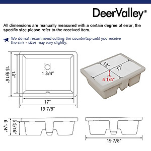 DeerValley DV-1U201 Ursa Rectangular Undermount Bathroom Sink, 20“ Modern Vessel Sink White Undermount Bathroom Sink Rectrangle Porcelain Ceramic Lavatory Vanity Vessel Sink with Overflow
