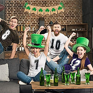 Adurself St. Patrick's Day Burlap Banner Garland Shamrock Clover Rustic Burlap Irish Lucky Day Jute Burlap Mantel Fireplace Wall Hanging for Home Irish Day Celebration St Patricks Day Decorations