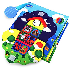 Infant Soft Book, Baby Books 6 to 12 Months, Cute Montessori Educational Newborn Baby Toys 0-3 Months, Nontoxic Fabric Touch & Feel Crinkle Cloth Books for Babies, Infants, Toddlers Visual Stimulating