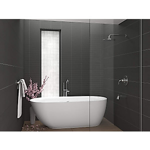 ANZZI Freestanding Tub 67”, Soaker Tub, Acrylic Center Drain, Luxury Spacious, Deep Soaker Bathtub with Overflow and Drain, Modern Slip-Resistant Floor (FT-AZ401)