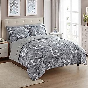 Sweet Home Collection 7 Piece Comforter Set Bag Solid Color All Season Soft Down Alternative Blanket & Luxurious Microfiber Bed Sheets, Tulsa, Queen