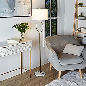 Décor Therapy PL4337 Ava Floor Lamp, Polished Brass, White Marble