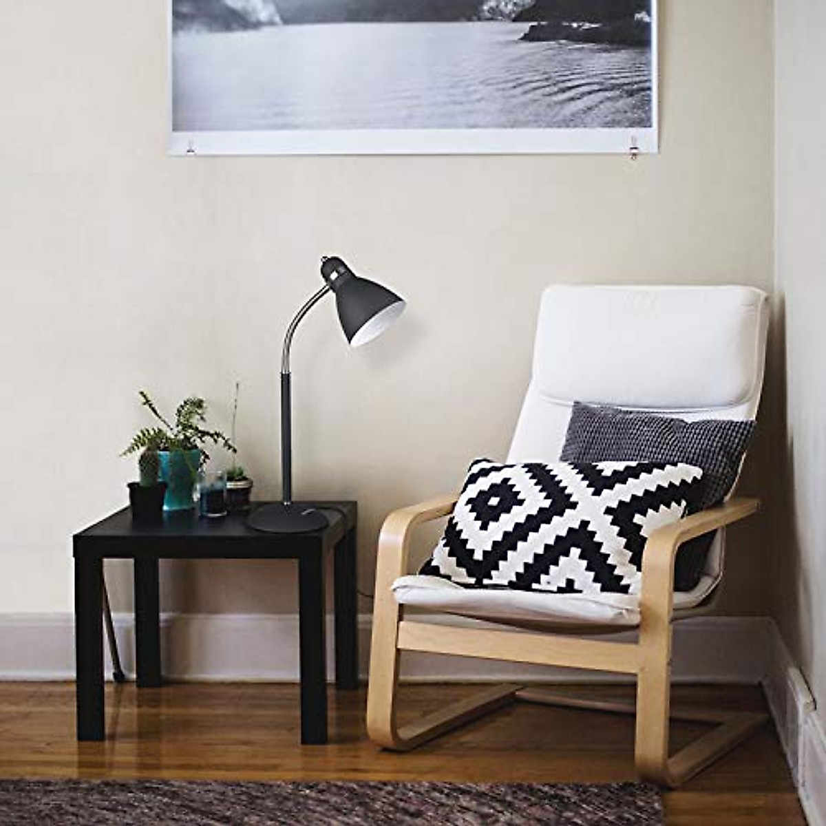 LEPOWER Metal Desk Lamp, Adjustable Goose Neck Table Lamp, Eye-Caring Study Lamps for Bedroom and Office (Sand Black)