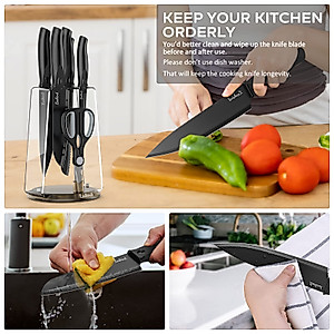 Kitchen Knife Set with Block, 8 Pieces Chef Knife Sets for Kitchen with Block, Knives, Scissor for Meat/Vegetables/Fruits Chopping, Slicing, Dicing&Cutting