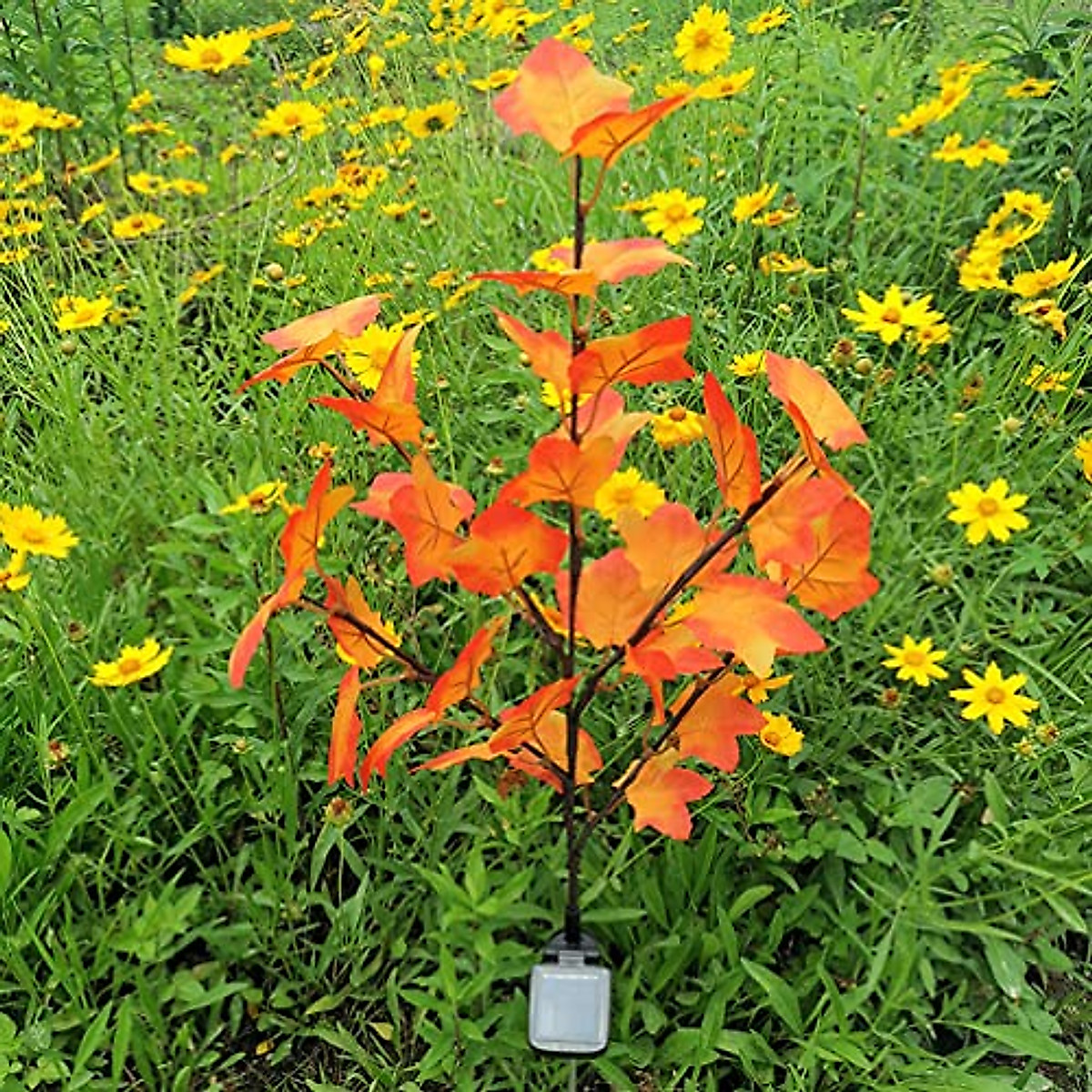 OSALADI Lighted Maple Tree Fall Decor Outdoor 2pcs LED Solar Landscape Light Simulation Maple Leaf Landscape Led Pathway Lights Villa Outdoor Pathway Decor Outdoor Fall Decor