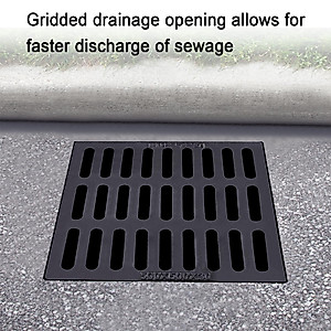Cast Iron Drain Grate, 19.7 x19.7 Outdoor Drain Cover, Durable Heavy Duty Sewer Cover to Block Debris, Black Rectangle Drainage Grate for Concrete Floor