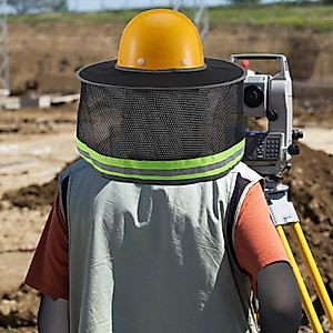 8 Pcs Hard Hat Full Brim Sun Shade Mesh Neck Sun Block Protection Neck Gaiter Bandana Face Scarf with UV Strap Arm Sleeves(Black,Gray)