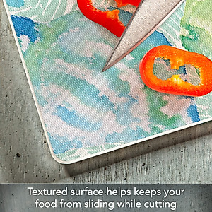 CounterArt Coastal Isla Mona 3mm Heat Tolerant Tempered Glass Cutting Board 15” x 12” Manufactured in the USA Dishwasher Safe