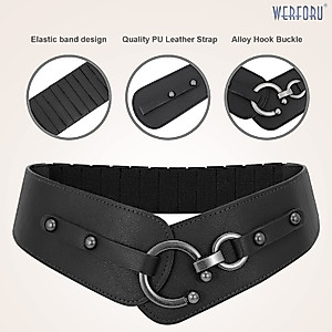 WERFORU Women Vintage Wide Elastic Thick Stretch Belt with Interlock Buckle for Dress Halloween