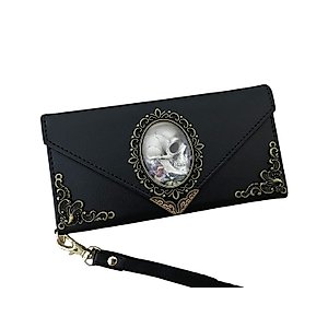 Antique Gothic Skull Phone Leather Wallet case for iPhone X XS XR 11 12 13 14 15 Pro Max Samsung S24 S23 S22 S21 S20 Ultra Note 20 10 Plus Dc019