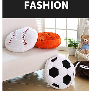 17.7" Basketball Plush Pillow Soft Fluffy Velvet Stuffed Football Throw Pillow Sports Rugby Ball Shaped Sleeping Travel Pillow Sofa Recliner Bedroom Decoration Gifts for Kids Children Boys Women Men