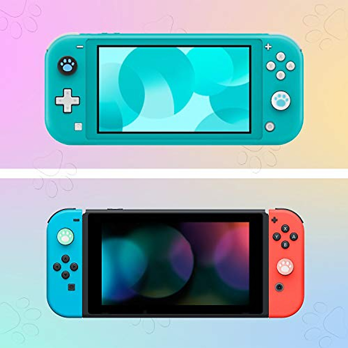 Sumind 28 Pieces Replacement Cute Cat Claw Design Thumb Grip Caps Thumb Grips Analog Stick Cover Joystick Cap Soft Silicone Cover Compatible with Nintendo Switch, Switch Lite and Joy-Con Controller