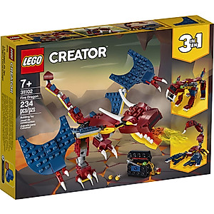 LEGO Creator 3in1 Fire Dragon 31102 Building Kit, Cool Buildable Toy for Kids (234 Pieces)
