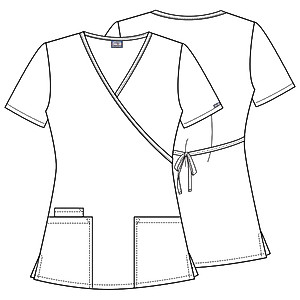 Workwear Women Scrubs Top Mock Wrap Tunic 4801, XL, Black