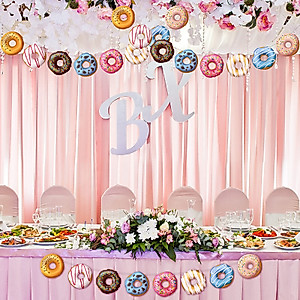 Donut Theme Party Banner 4 Pieces Donut Banner Donut Garland Donut Party Decorations for Donut Theme Birthday Party Christmas New Year Baby Shower Party Favors(Cute Style)