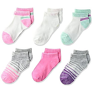 Hanes baby girls Lifestyle Comfort Low Cut Socks, 6-pair Pack Socks, Assorted, 4-5T US