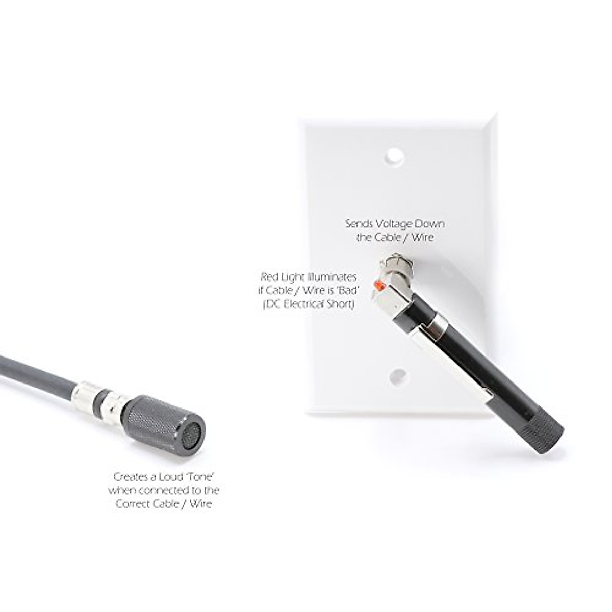 Coaxial (Coax) Pocket Continuity Tester (Tracer) with Voltage Toner (Sound) and Barrel Connector Bundle, for Testing, Labeling, and Identifying coaxial Lines - Pocket Toner