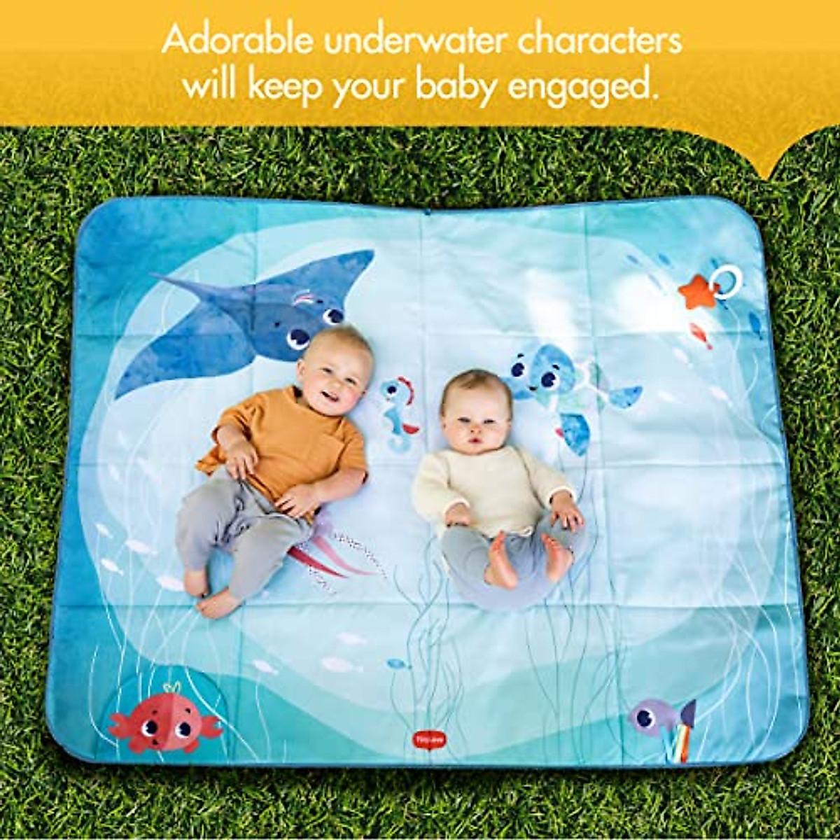 Tiny Love Outdoor Picnic Mat, XL Space Offers Plenty of Room for Play and bonding, Treasure The Ocean