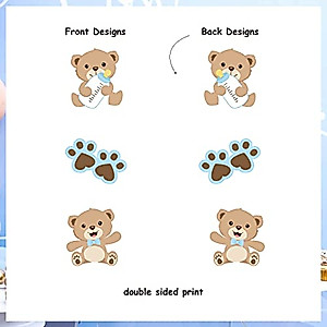 24 Pieces Bear Baby Shower Centerpiece Sticks Bear Theme Boy Birthday Table Toppers Double Sided Print Photo Booth Props
