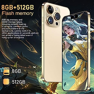 xixaomiro i14Pro 2023 Unlocked 5G Android Cell Phone 8GB + 512GB 1TB Expandable 7.3 "FHD 90Hz Display Screen 6800mAh Battery Mobile Phone 13 MP/48MP Camera Dual Sim Card (Black)